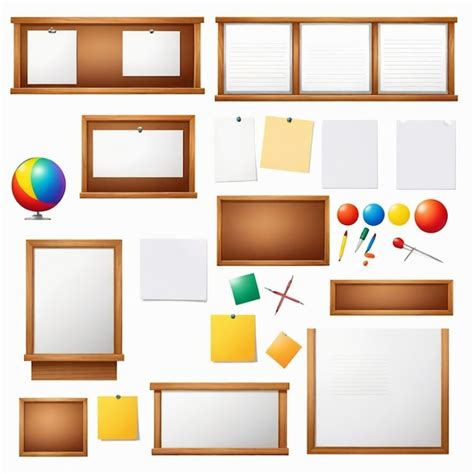 Bulletin Board Vector Set White Background Isolated Premium Ai Generated Vector