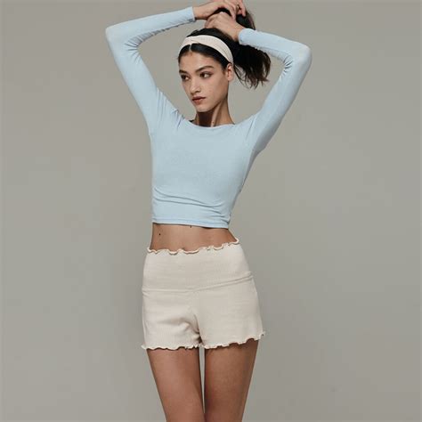 데비웨어 여성 요가복 Devi B0061 크림 필라테스 비비아나 골지 쇼츠 위시버킷