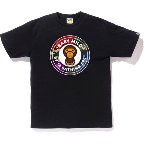 Pre Owned Bape Mixed Camo Milo Busy Works Tee Black Modesens
