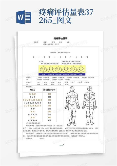 疼痛评估量表37265图文word模板下载编号qppenvag熊猫办公