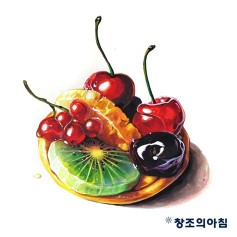 음식그림 음식그리기 디저트일러스트 예쁜일러스트 과일 극사실주의 개체묘사 정밀묘사 그림그리기 중학교미술 미대