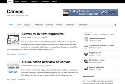 Thème Wordpress Canvas Woothemes Thème Wordpress Canvas Woothemes
