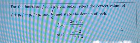 Solved For The Functions F And G Given Below Select The Chegg