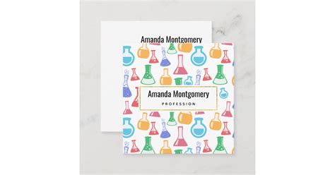 Beakers And Flasks Fun Science Pattern Square Business Card Zazzle