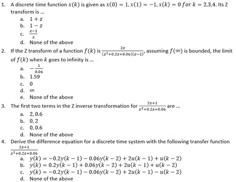 solved 1 a discrete time function x k is given as