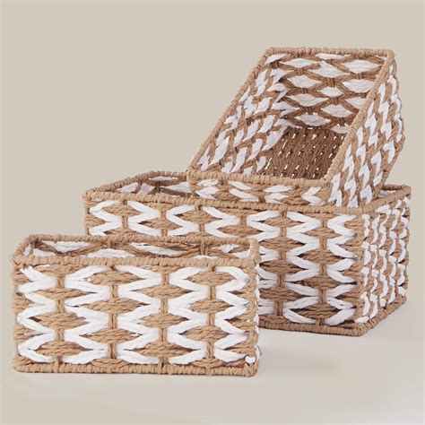 Recycled Wicker Storage Basket Paper Rope Storage Baskets