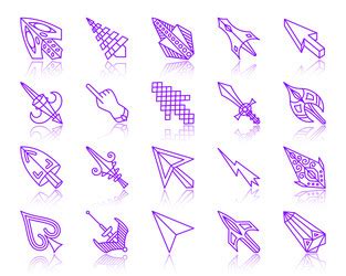 Mouse Cursor Simple Color Flat Icons Set Vector Image