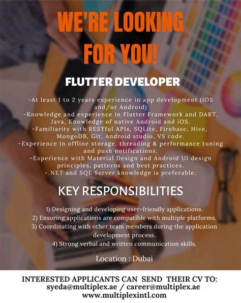 Syeda Nousheen On Linkedin Were Hiring Flutter Developer If You Interested Apply For The