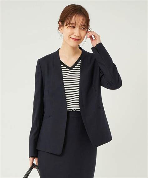 Green Label Relaxing（グリーンレーベルリラクシング）の「サキソニー ノーラペル ジャケット ストレッチ （ノーカラー