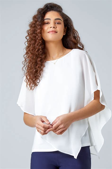 Ivory Asymmetric Cold Shoulder Stretch Top Roman Uk