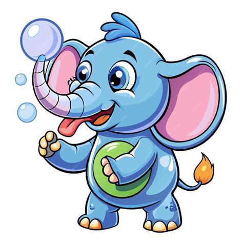 Adorable Elephant Blowing Bubbles Cartoon Vector Premium Ai Generated