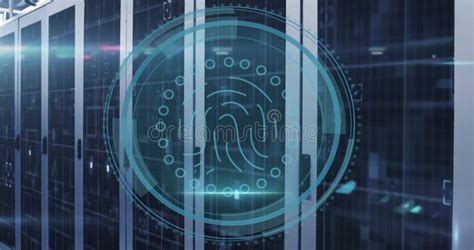 Animation Of Cyber Security Text And Biometric Fingerprint Scanner Over