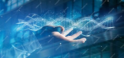 Premium Photo Businessman Holding A 3d Render Dna