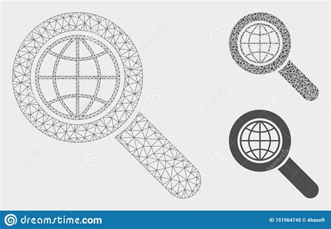 Global Search Vector Mesh Carcass Model And Triangle Mosaic Icon Stock Vector Illustration Of