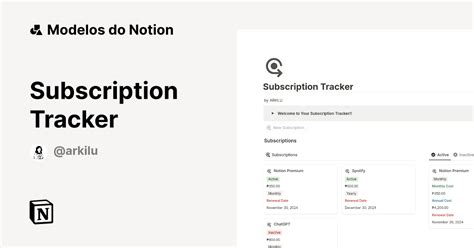 Subscription Tracker Modelo Por Arklu Marketplace Do Notion