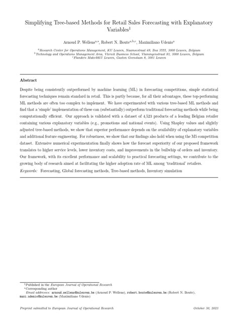 Simplifying Tree Based Methods For Retail Sales Forecasting With
