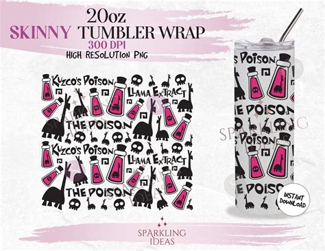 20oz Skinny Kuzcos Poison Tumbler Wrap Kuzco S Llama Tumbler Png