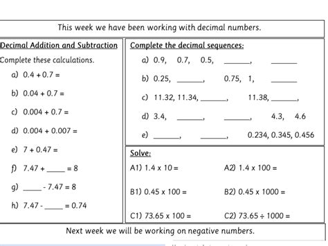 Maths Homework Year 5 Teaching Resources