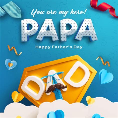 Feliz Día Del Padre Saludos Plantilla De Diseño De Post Con Efecto De