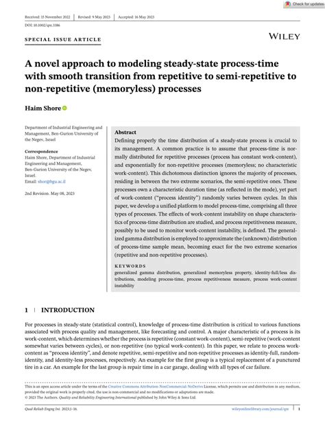 pdf a novel approach to modeling steady state process time with