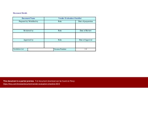 Vendor Evaluation Checklist Template Excel Xls