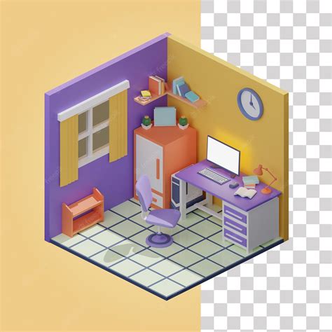 Premium Psd 3d Isometric Workspace