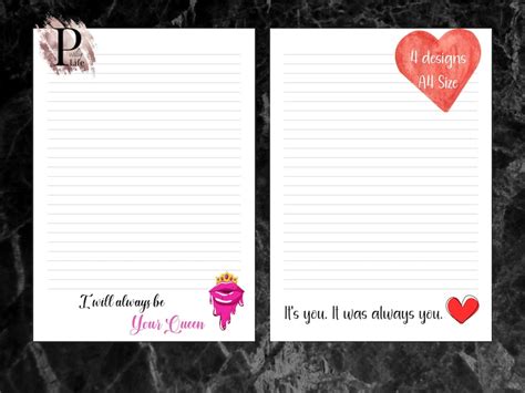 Prison Wife Stationery Paper Printable Prison Love Letter Various Designs Digital Download