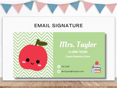 Email Signature Teacher Template Editable Canva Cute T For Teacher