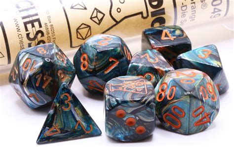 Chessex Lab Dice V Lustrous Alpestris With Orange Rpg Dice Set