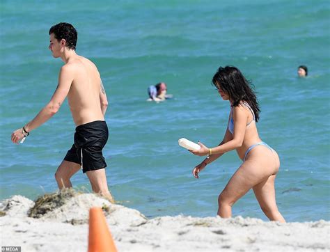 Camila Cabello Shares A Kiss On The Shore With Babefriend Shawn Mendes In Miami Daily Mail Online