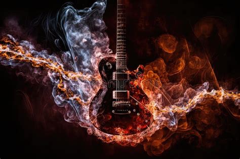 Electric Guitar With Its Strings And Body In Motion Being Played By
