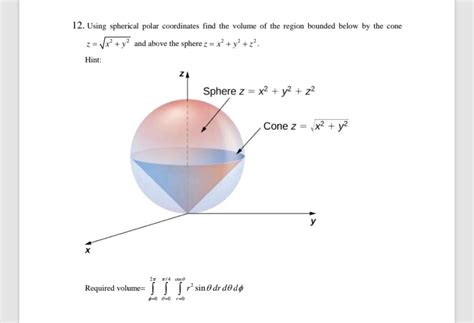 12 using spherical polar coordinates find the volume of the region bound