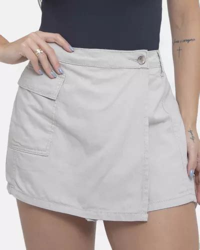 Shorts Saia Jeans Feminina Short 100 Algodao Colado Justo