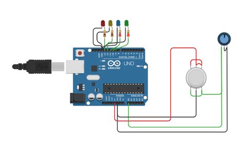 Circuit Design Sensor De Gás Indicativo Led Tinkercad