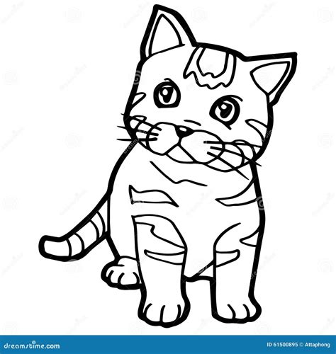 Vetor De Cat Coloring Page Dos Desenhos Animados Ilustração do Vetor