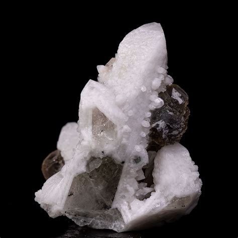 Ladder Fluorite On Cascading Milky Quartz Crystal Cluster Majestic Quartz