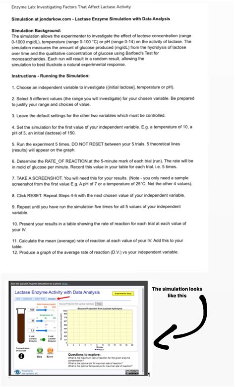Solved Enzyme Lab Investigating Factors That Affect Lactase Activity
