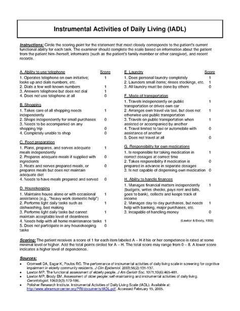 Activities Of Daily Living Assessment Form Fill Out And Sign