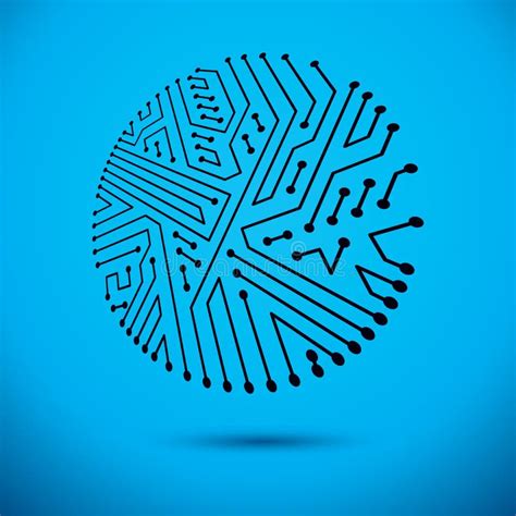 Technology Communication Round Cybernetic Element Vector Abstract Illustration Of Circuit Board