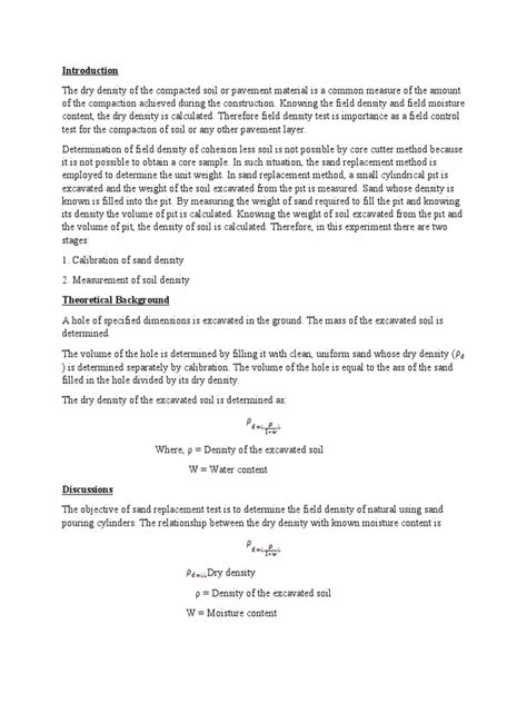 Field Density Test Pdf Density Soil