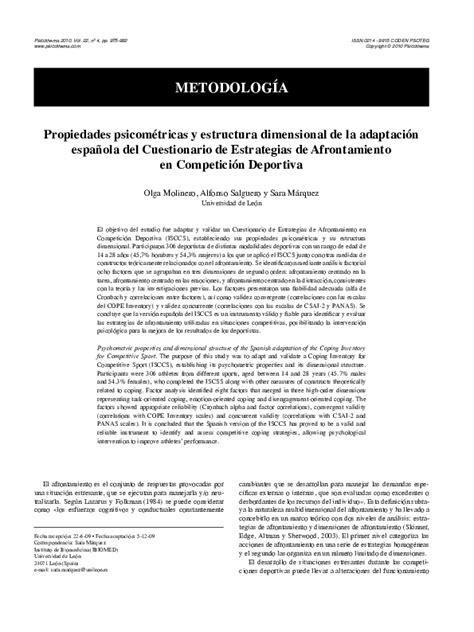 Pdf Propiedades Psicométricas Y Estructura Dimensional De La