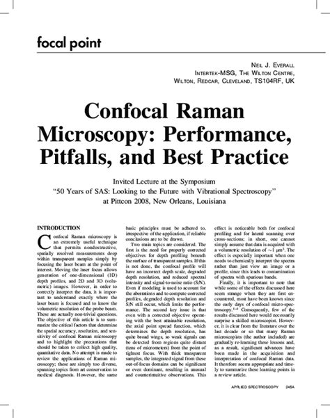 pdf confocal raman microscopy performance pitfalls and best practice