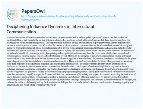 Deciphering Influence Dynamics In Intercultural Communication Free