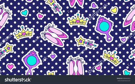 Little Princess Seamless Pattern Cute Texture Stock Vector Royalty