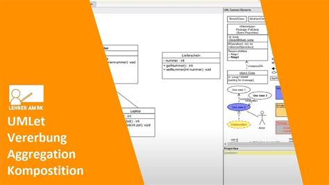 Umlet Teil 3 Das Klassendiagramm Mit Beziehungen Youtube