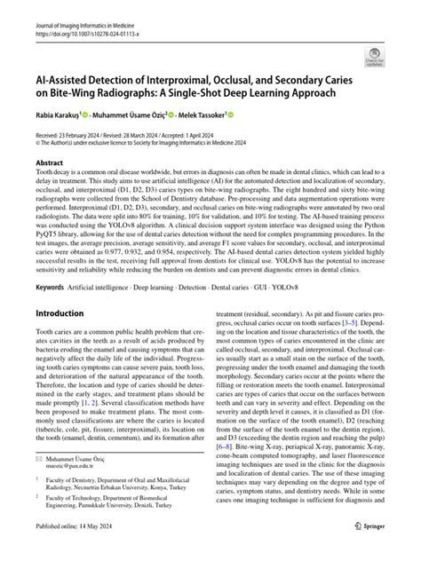 Ai Assisted Detection Of Interproximal Occlusal And Secondary Caries