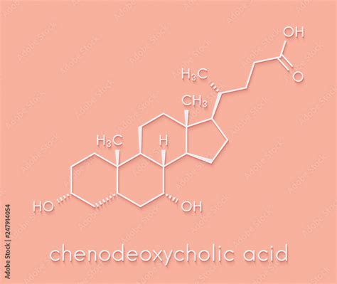 Chenodeoxycholic Acid Drug Molecule Skeletal Formula Stock