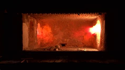 Aluminium Foundry Furnace Loaded With Metal Red Hot Flames Glowing And