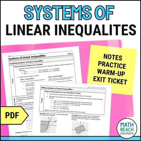 Systems Of Linear Inequalities Notes Practice Video Tpt
