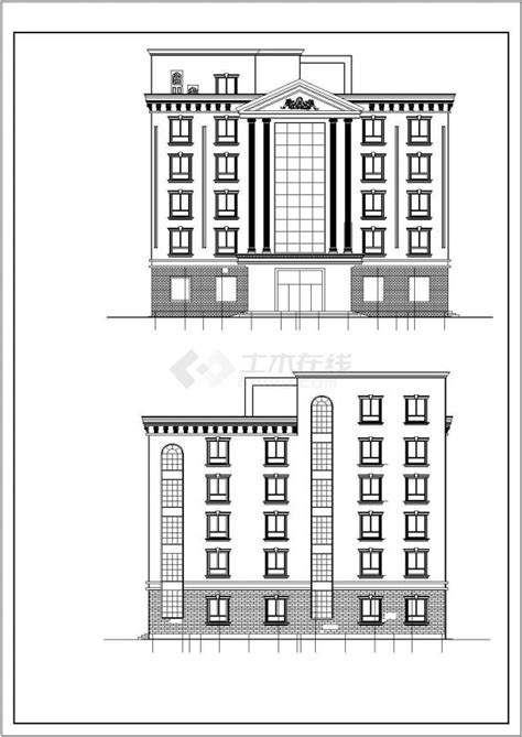 南通市若翔路某6层框混结构连锁假日酒店全套建筑设计cad图纸度假酒店土木在线